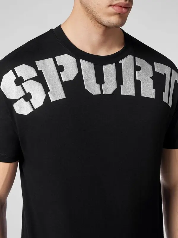 PLEIN SPORT Jersey T-shirt With Dropped Shoulders And Back Logo Print - Black 1