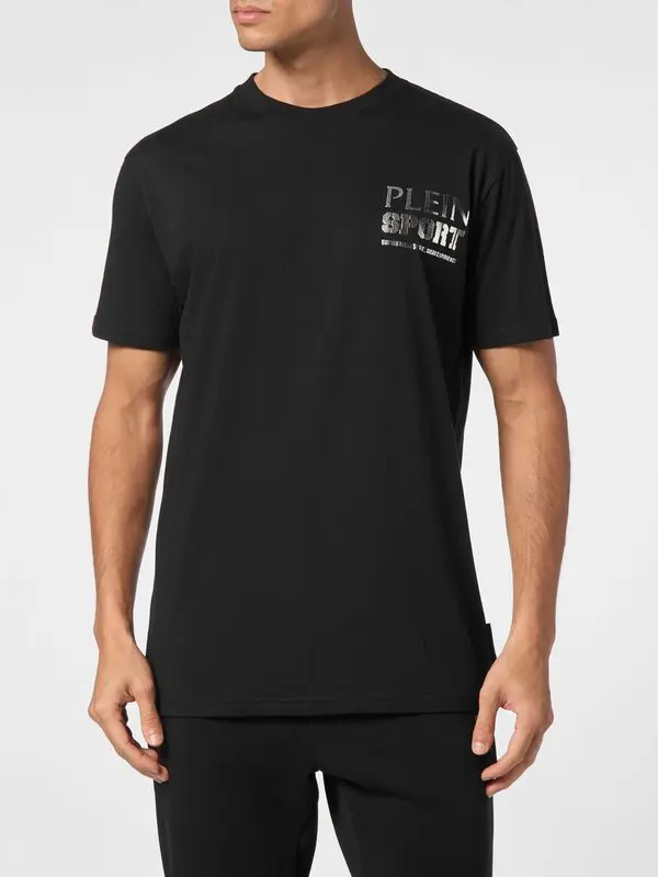PLEIN SPORT Jersey T-shirt With Graphic Print And Laminated Contrast Logo