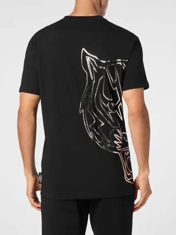 PLEIN SPORT Jersey T-shirt With Graphic Print And Laminated Contrast Logo