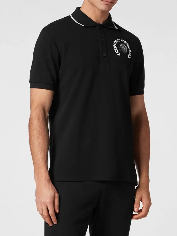 PLEIN SPORT Short-sleeve Jersey Polo Shirt With Classic Collar And Logo - White 1