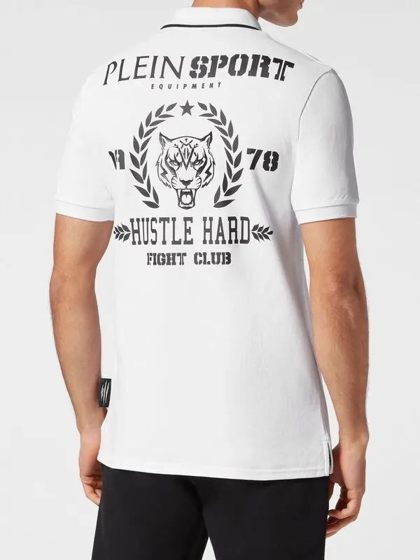 PLEIN SPORT Short-sleeve Jersey Polo Shirt With Classic Collar And Logo - White