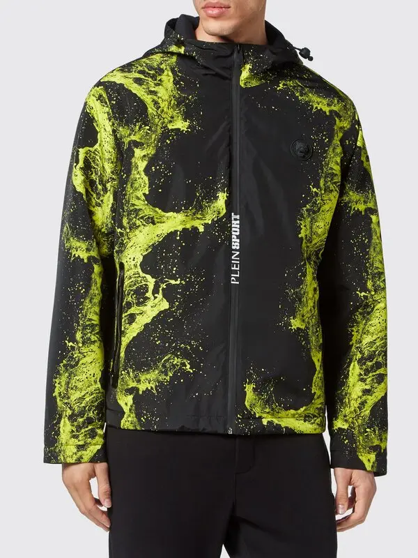 PLEIN SPORT Abstract Print Hooded Windbreaker Jacket