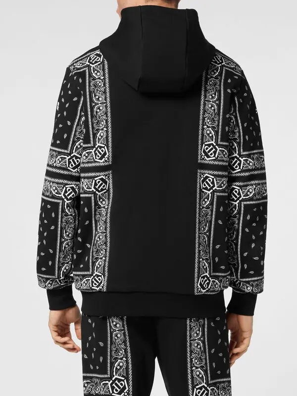 Philipp Plein Relaxed Fit Zip-up Jersey Hoodie With Paisley Print