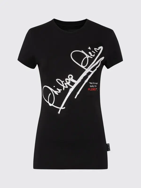 Philipp Plein Slim Fit Jersey T-shirt With Contrast Logo Print - Black