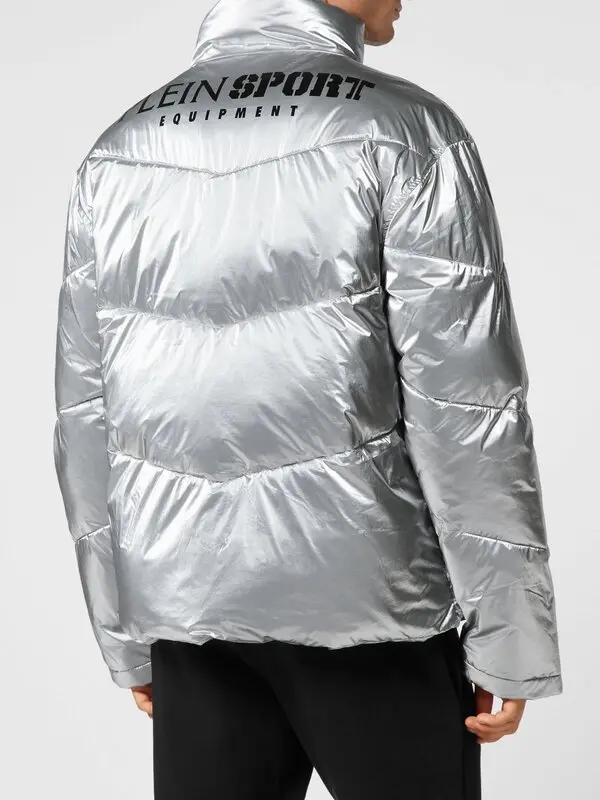 PLEIN SPORT Quilted Nylon Puffer Jacket With High Neck And Logo