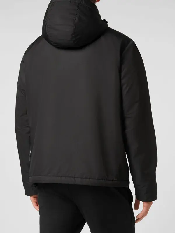 PLEIN SPORT Hooded Technical Fabric Windbreaker Jacket With Logo