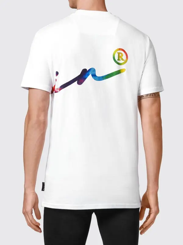 Philipp Plein Short-sleeved Jersey T-shirt With Contrast Logo Print - White