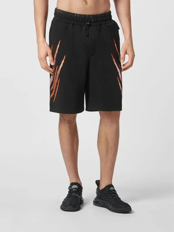 PLEIN SPORT Jersey Sports Shorts With Allover Graphic Print
