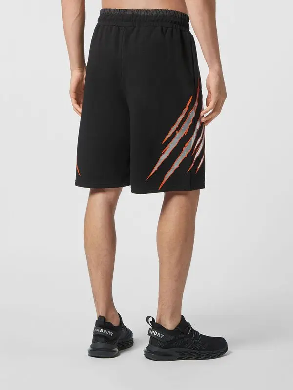 PLEIN SPORT Jersey Sports Shorts With Allover Graphic Print
