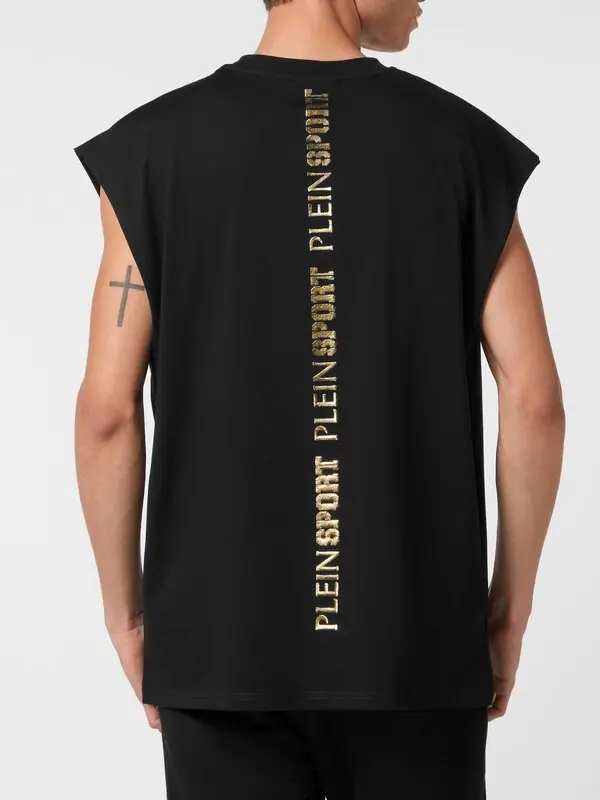 PLEIN SPORT Relaxed Fit Jersey Tank Top With Laminated Logo