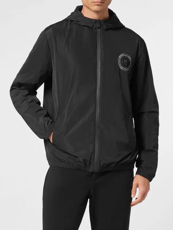 PLEIN SPORT Technical Fabric Hooded Windbreaker Jacket