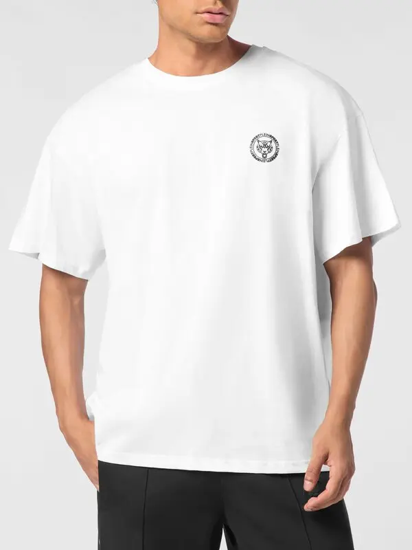 PLEIN SPORT Relaxed Fit Jersey T-shirt With Logo Print - White
