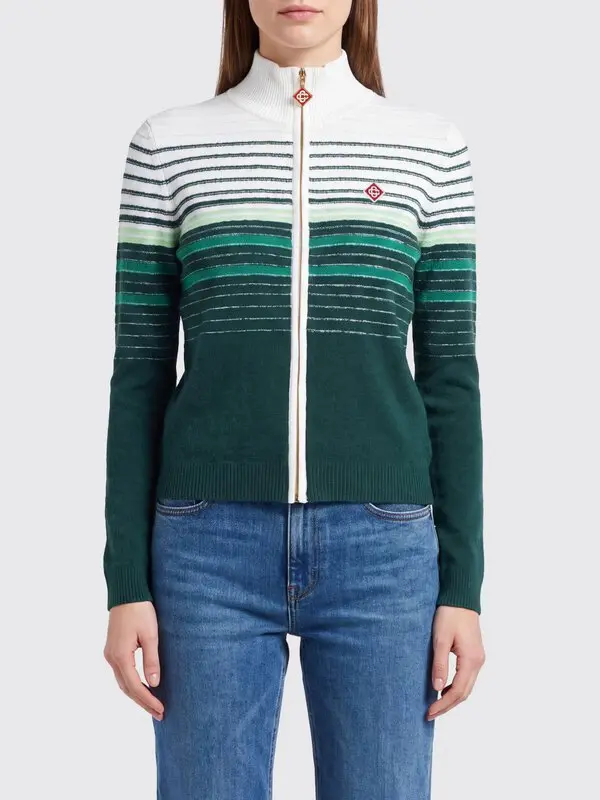 Casablanca Striped Zip-up Sweater