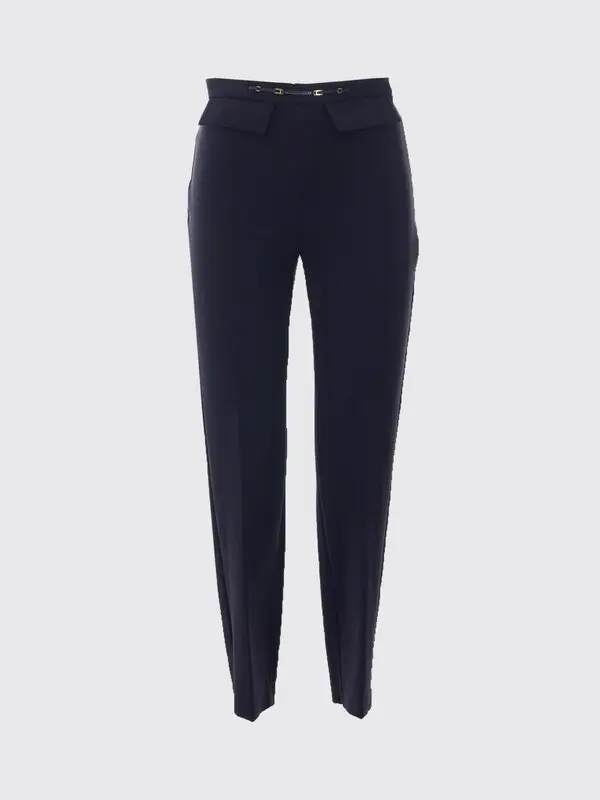 Elisabetta Franchi High-waisted Skinny Crêpe Trousers With Flap Pockets - Blue