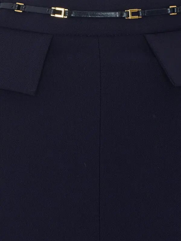 Elisabetta Franchi High-waisted Skinny Crêpe Trousers With Flap Pockets - Blue