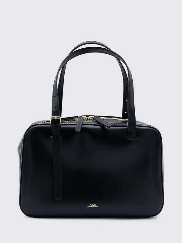 A.p.c. Smooth Leather Handbag With Removable Shoulder Strap - Black