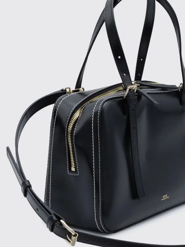 A.p.c. Smooth Leather Handbag With Removable Shoulder Strap - Black