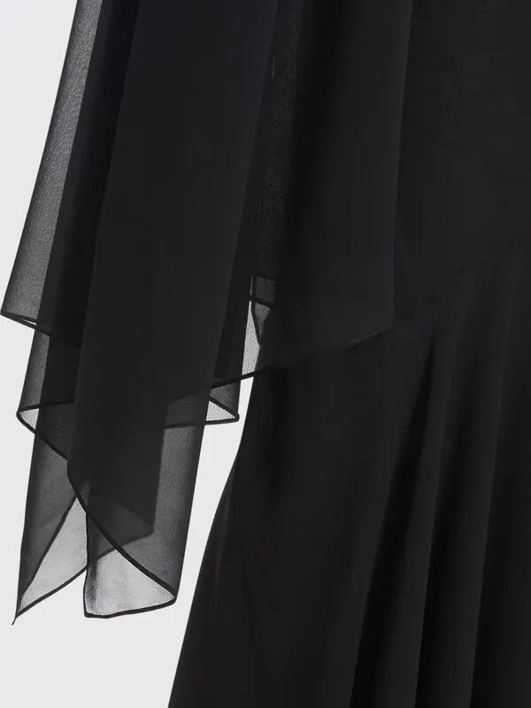 COLLINI MILANO 1937 Desirée One-shoulder Flared Silk Long Evening Gown - Black