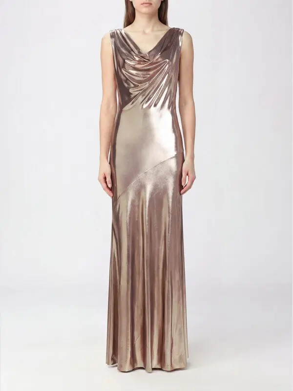 COLLINI MILANO 1937 Selene U-neck Lamé Jersey Long Evening Gown