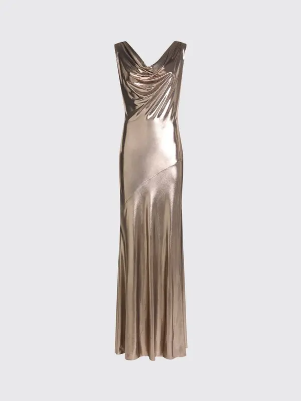 COLLINI MILANO 1937 Selene U-neck Lamé Jersey Long Evening Gown