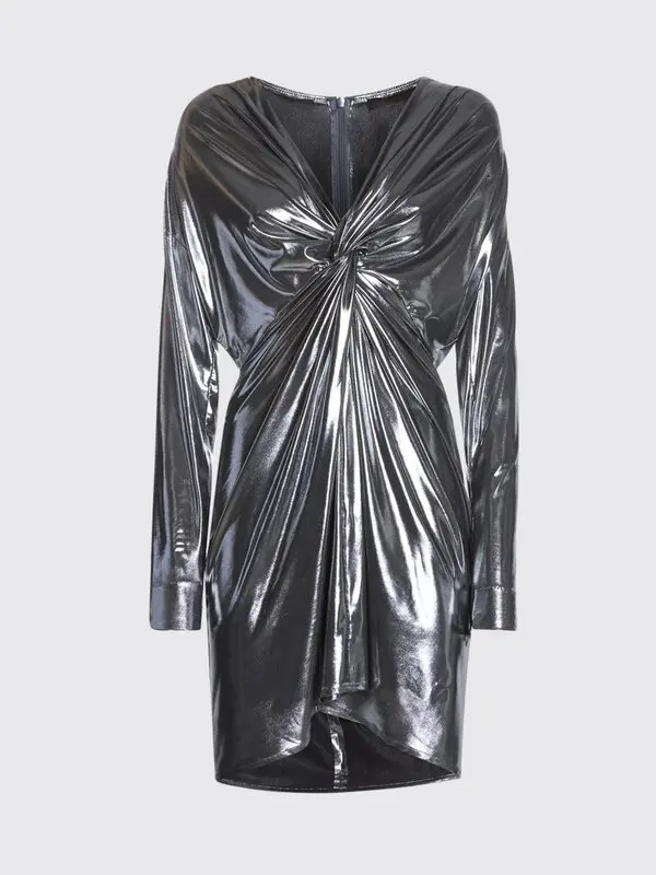 COLLINI MILANO 1937 Clarisse Lamé Jersey Mini Sheath Dress With V-neck