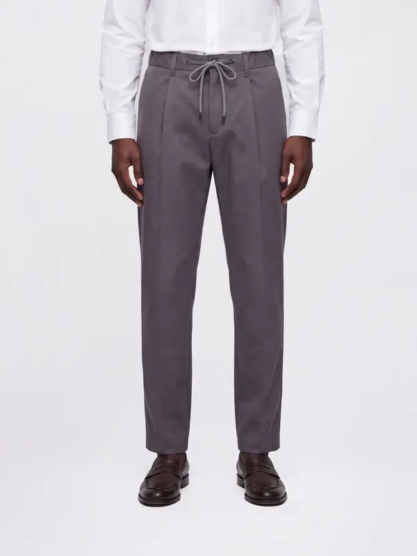 Herno Slim Fit Cotton Trousers With Drawstring Waist And Belt Loops - Brown