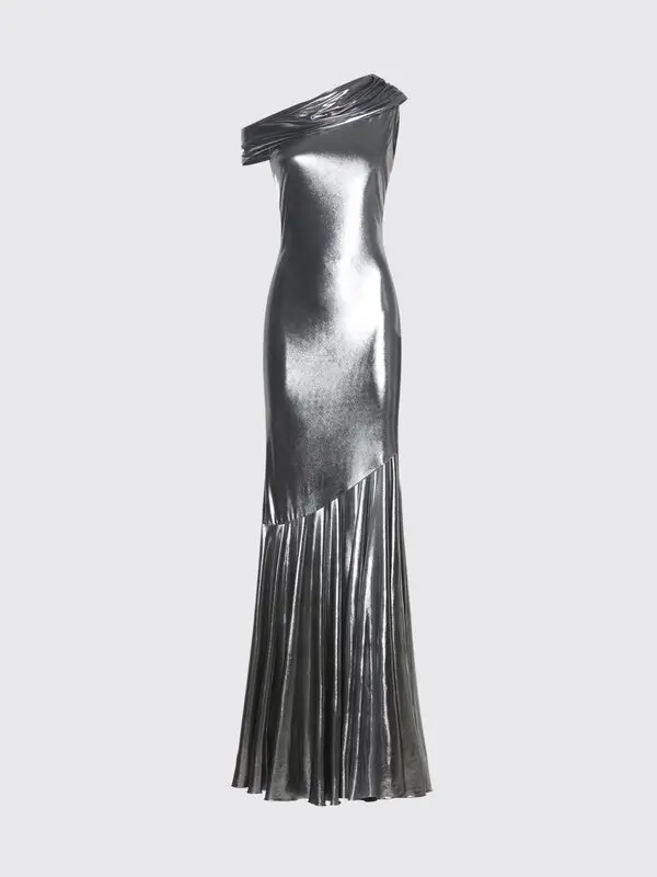 COLLINI MILANO 1937 Anna Asymmetrical One-shoulder Jersey Long Evening Gown - Silver