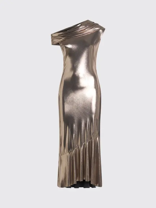 COLLINI MILANO 1937 Anna One-shoulder Lamé Jersey Midi Evening Dress