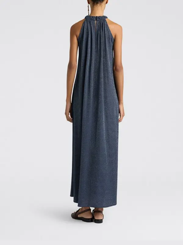Momoni Yuca Halter Neck Midi Tunic Dress In Viscose Lurex Blend