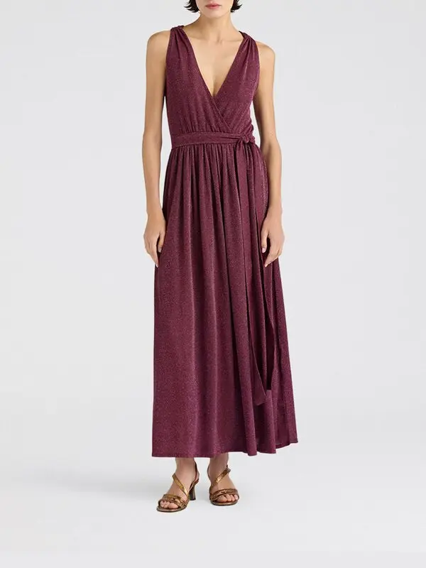 Momoni Flared V-neck Midi Dress In Viscose Lurex Blend