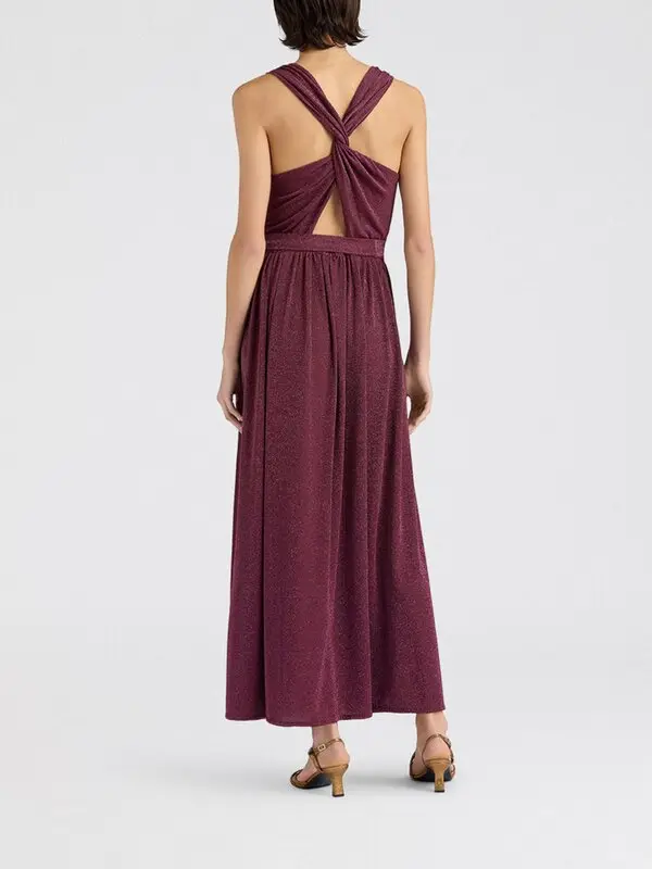 Momoni Flared V-neck Midi Dress In Viscose Lurex Blend