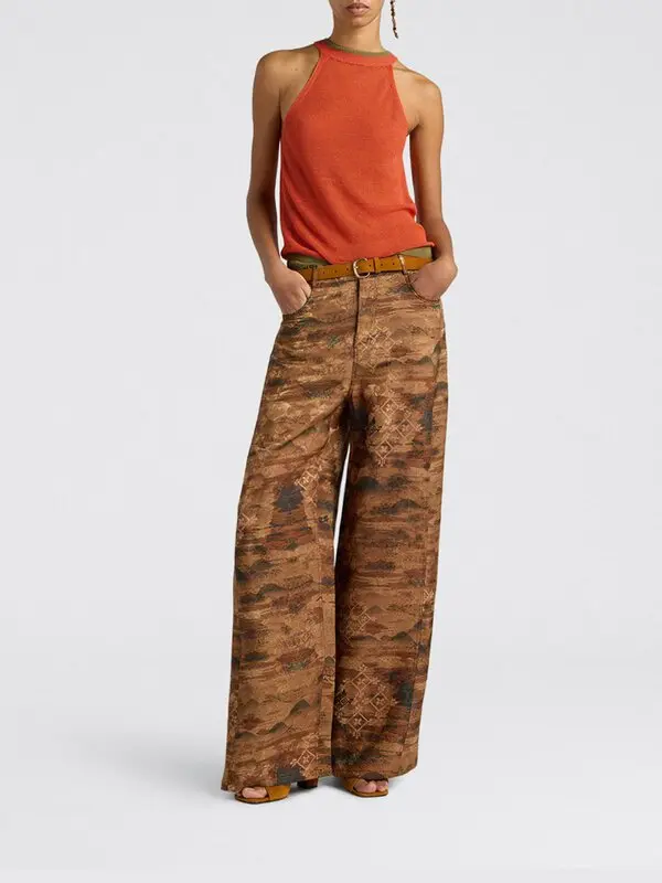 Momoni Cary Halter Neck Knit Top In Linen Blend