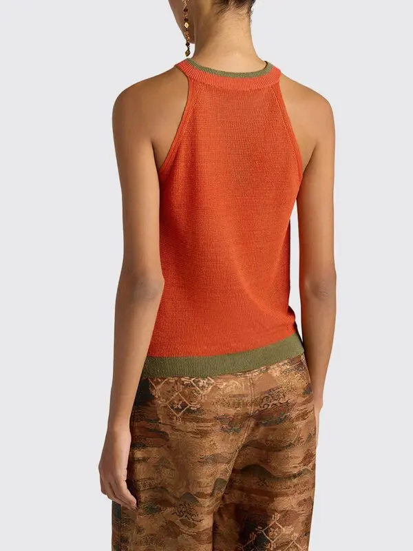 Momoni Cary Halter Neck Knit Top In Linen Blend