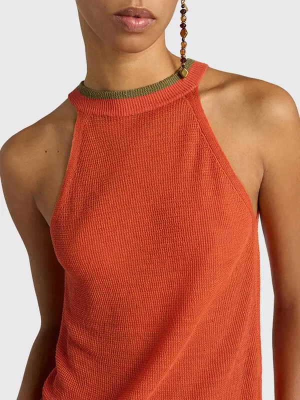 Momoni Cary Halter Neck Knit Top In Linen Blend