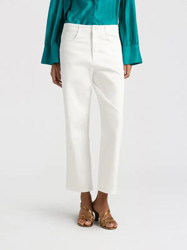 Momoni Aidan High-waisted Straight Leg Cropped Trousers In Stretch Cotton