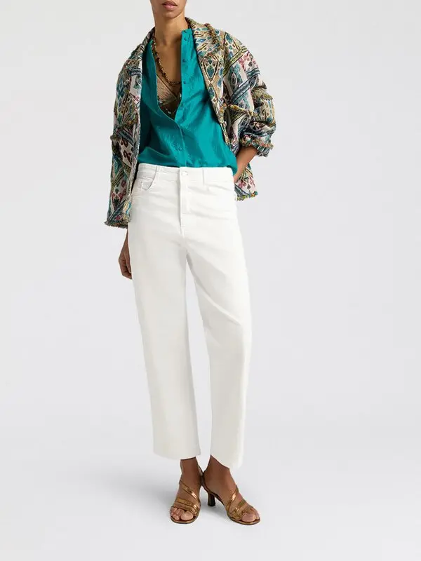 Momoni Aidan High-waisted Straight Leg Cropped Trousers In Stretch Cotton