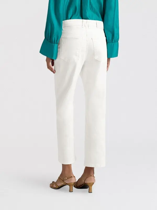 Momoni Aidan High-waisted Straight Leg Cropped Trousers In Stretch Cotton