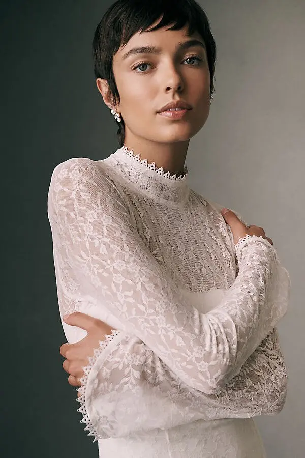 Bhldn Long-sleeve Lace Maxi Dress With Bell Sleeves
