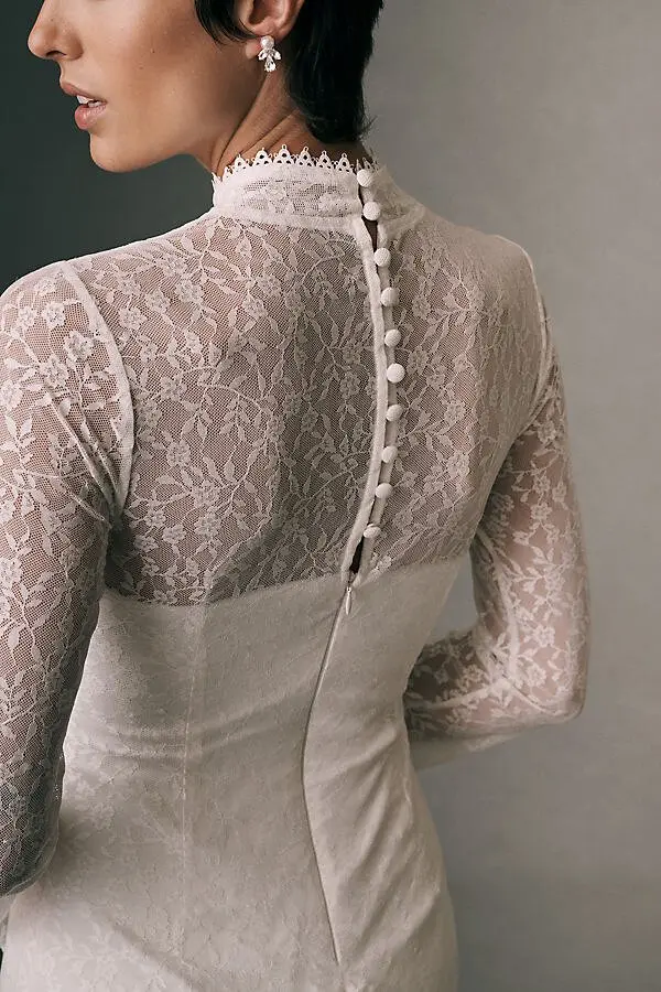 Bhldn Long-sleeve Lace Maxi Dress With Bell Sleeves