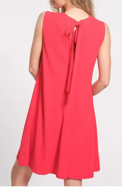 ISAAC MIZRAHI NEW YORK Sleeveless A-line Dress With High Neckline And Tie Detail