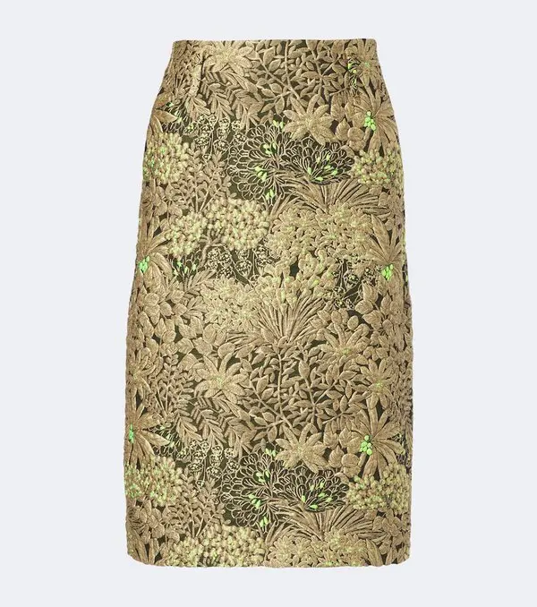 Dries Van Noten Floral Jacquard Midi Skirt