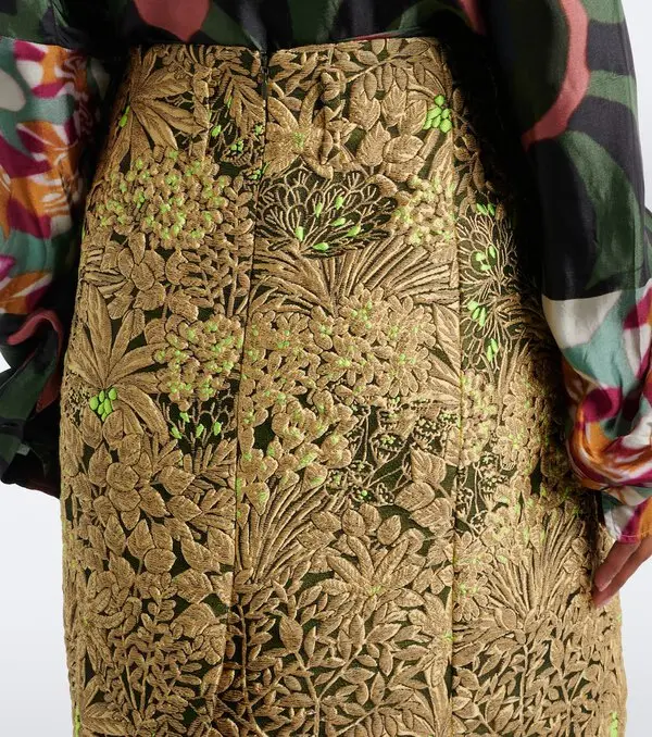 Dries Van Noten Floral Jacquard Midi Skirt