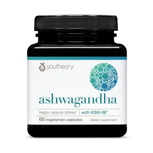 YOUTHEORY Ashwagandha Stress Relief Adaptogenic Supplement Capsules 60 Count - None