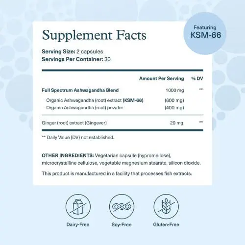 YOUTHEORY Ashwagandha Stress Relief Adaptogenic Supplement Capsules 60 Count