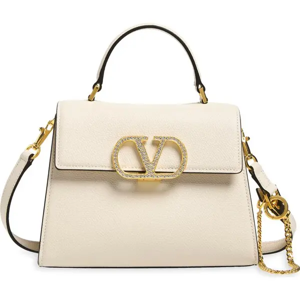 Valentino Garavani Small Vsling Leather Top Handle Bag - Light Ivory