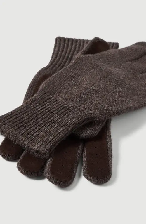 Brunello Cucinelli Cashmere Knit Gloves With Suede Palm - Brown