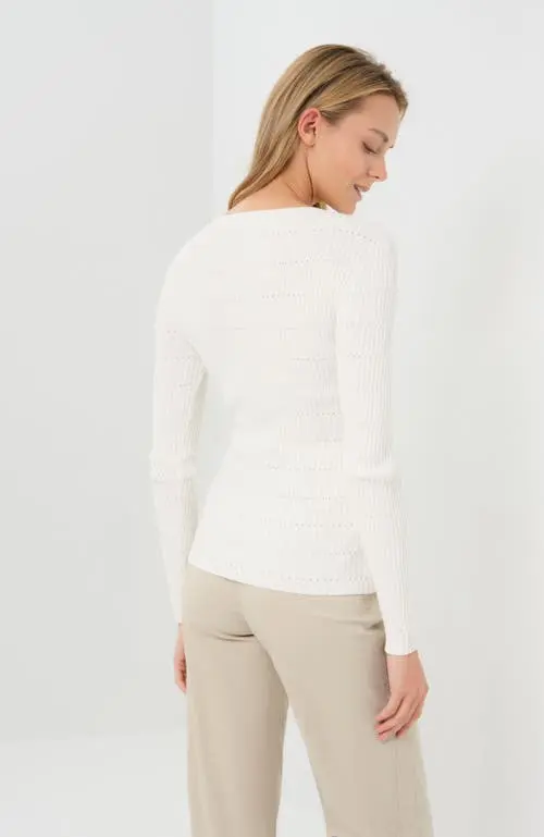 Anatomie Kris Double Collared Rib Pointelle Texture Sweater