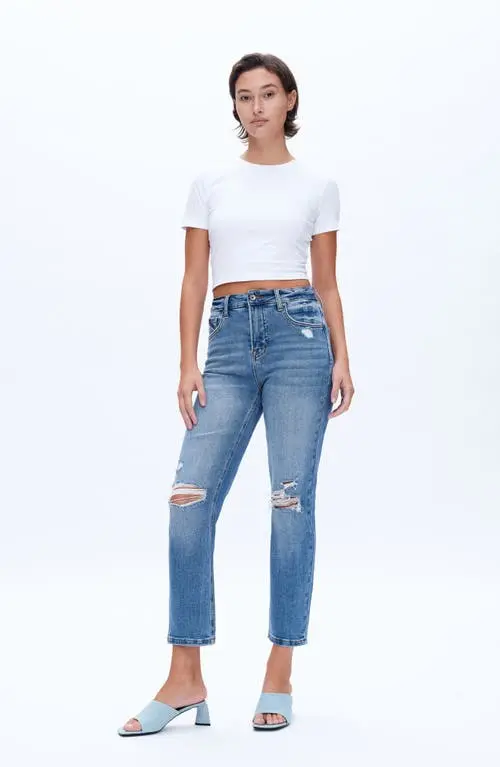 BAYEAS High Waist Ripped Straight Leg Jeans