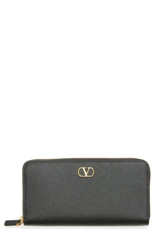 Valentino Garavani Vlogo Signature Zip Around Continental Wallet - Black