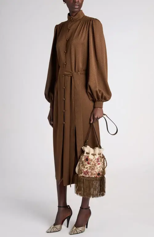 Valentino Garavani Mossi Jacquard Silk Midi Dress